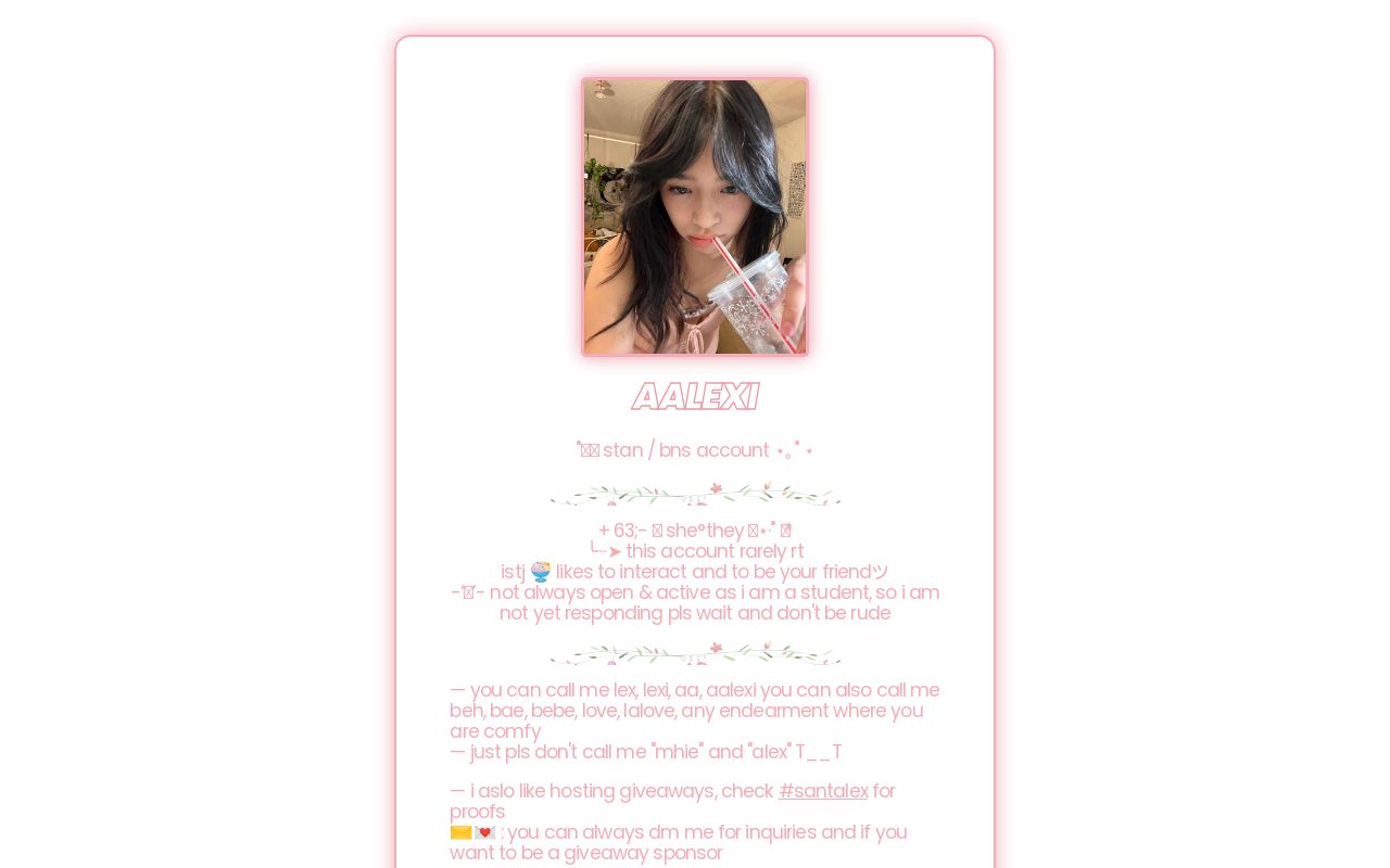 ˚୨୧ all about aalexi ⋆｡˚ ⋆